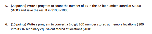 Solved (20 points) Write a program to count the number of 1 | Chegg.com