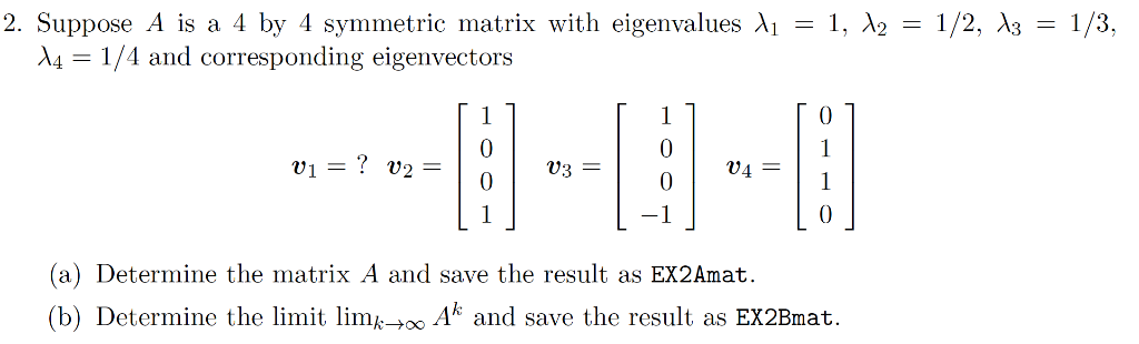Solved 2. Suppose A is a 4 by 4 symmetric matrix with | Chegg.com