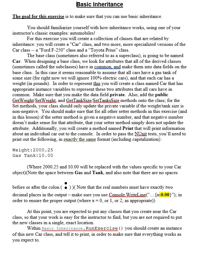Solved Basic Inheritance The goal for this exercise is to | Chegg.com