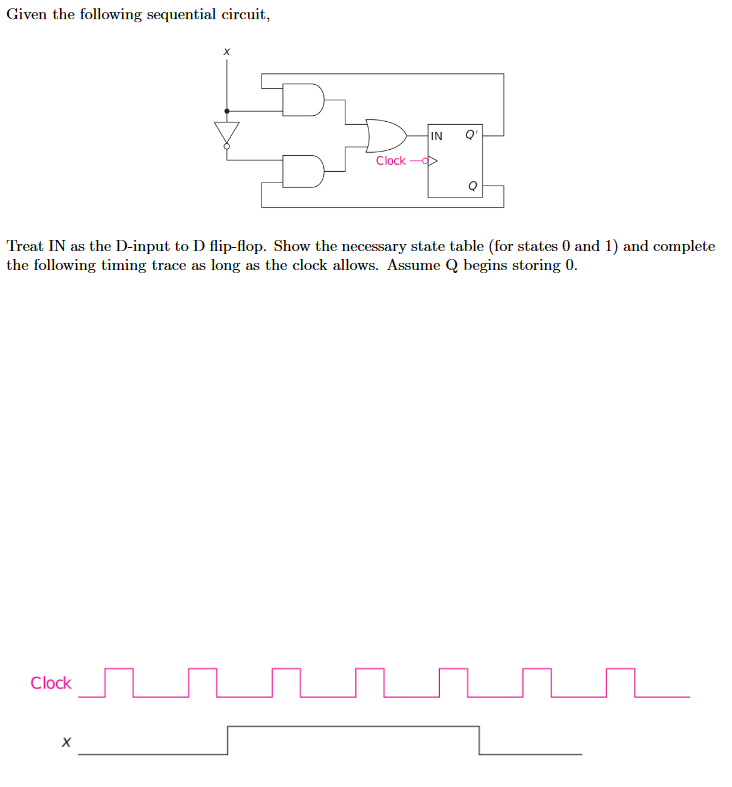 Given the following sequential circuit, Treat IN as | Chegg.com