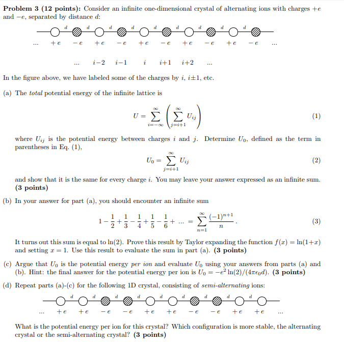 Solved Consider an infinite one-dimensional crystal of | Chegg.com