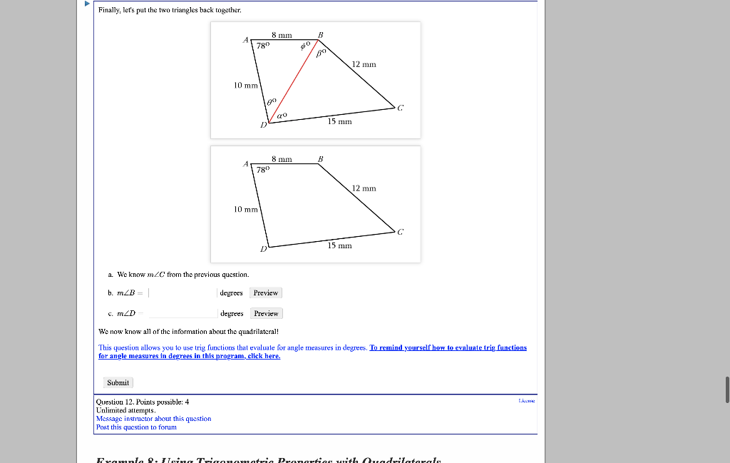 Solved Finally, let's put the two triangles back together. B | Chegg.com
