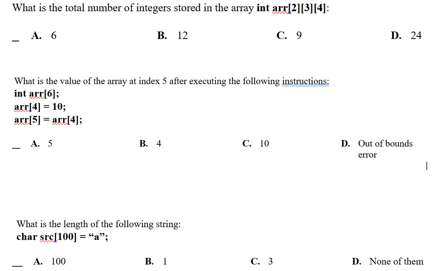 Solved What is the total number of integers stored in the | Chegg.com
