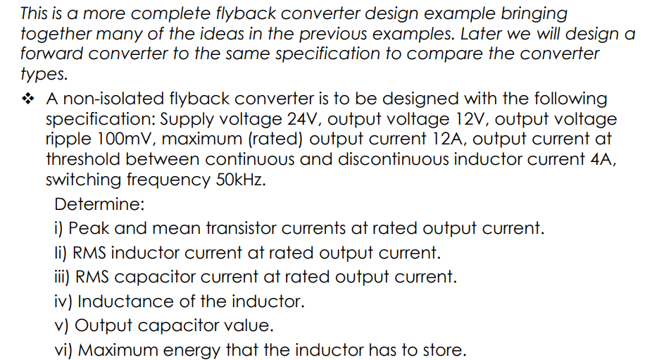 Solved This is a more complete flyback converter design | Chegg.com