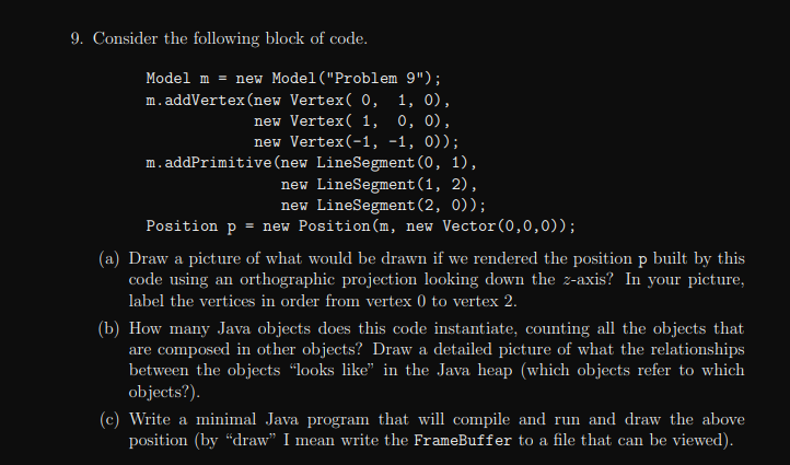 Solved 9. Consider the following block of code. Model m = | Chegg.com