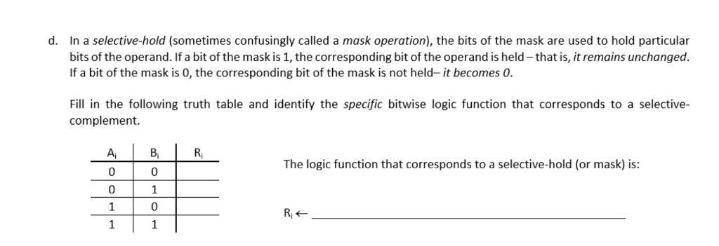 Solved In a selective-set, the bits of the mask are used to | Chegg.com