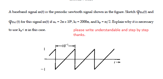 Solved A baseband signal m(t) is the periodic sawtooth | Chegg.com