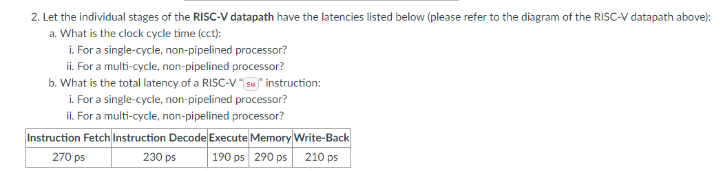 Solved 2. Let the individual stages of the RISC-V datapath | Chegg.com