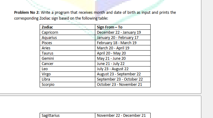 Solved Problem No 2: Write a program that receives month and | Chegg.com