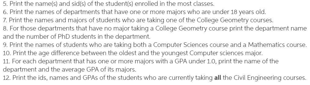 Solved Create the following tables: student (sid, sname, | Chegg.com