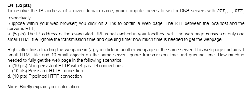 Solved Q4. (35 pts) To resolve the IP address of a given | Chegg.com