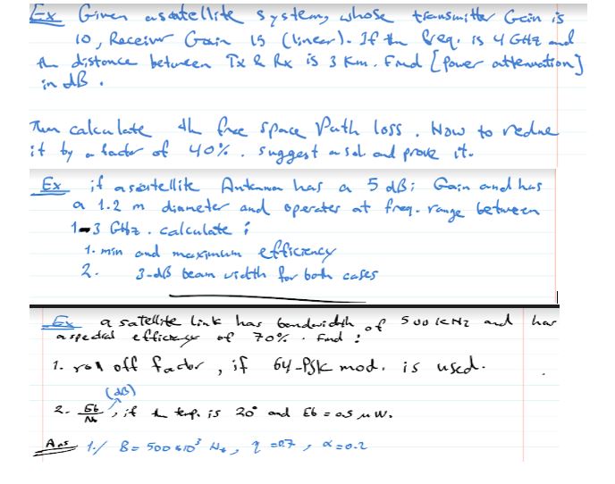 Solved 1- Fiven asatellite ahtehha whose gain is 3 dB | Chegg.com