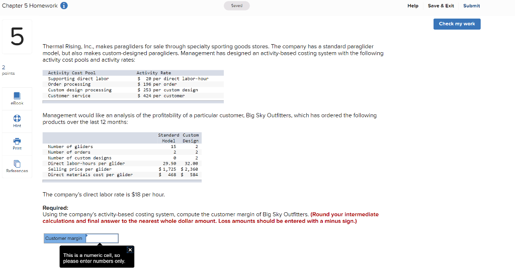 Solved Chapter 5 Homework i Seved Help Save & Exit Submit | Chegg.com