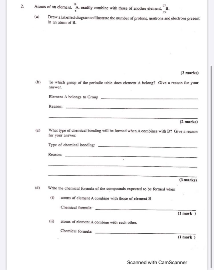 Solved 2. 13 Atoms of an element. A. readily combine with | Chegg.com