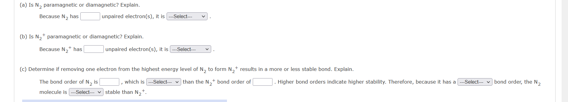 Solved (a) Is N2 paramagnetic or diamagnetic? Explain. | Chegg.com