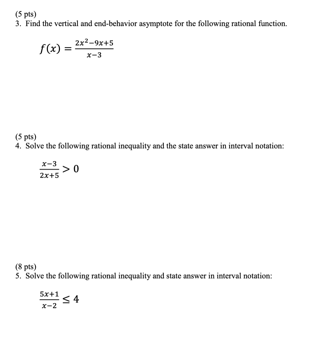 Solved (4 pts each) 1. Determine the domain for the | Chegg.com