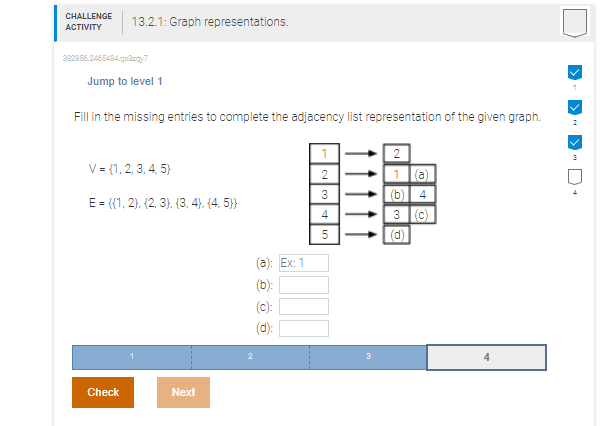 Solved CHALLENGE 13.2.1: Graph representations. ACTIVITY | Chegg.com