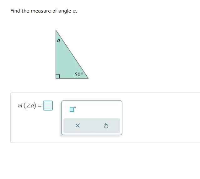 Solved Find the measure of angle \\( a \\). \\[ m(\\angle | Chegg.com