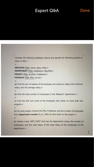 Solved Expert Q&A Done Consider the following database | Chegg.com
