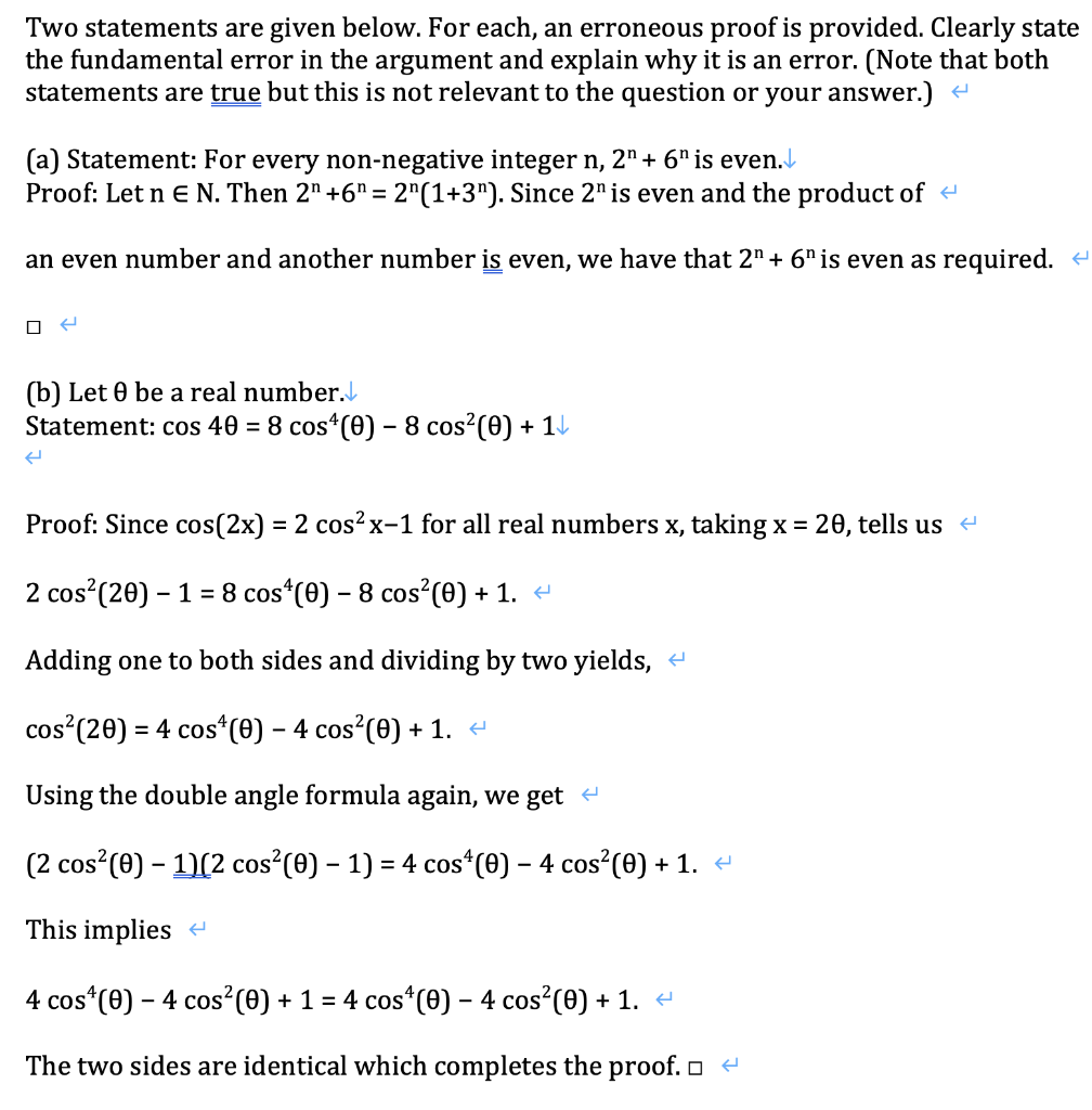 Solved Two statements are given below. For each, an | Chegg.com