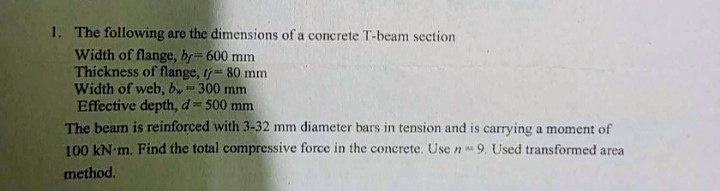 Solved Answer with complete solution in Reinforced concrete | Chegg.com