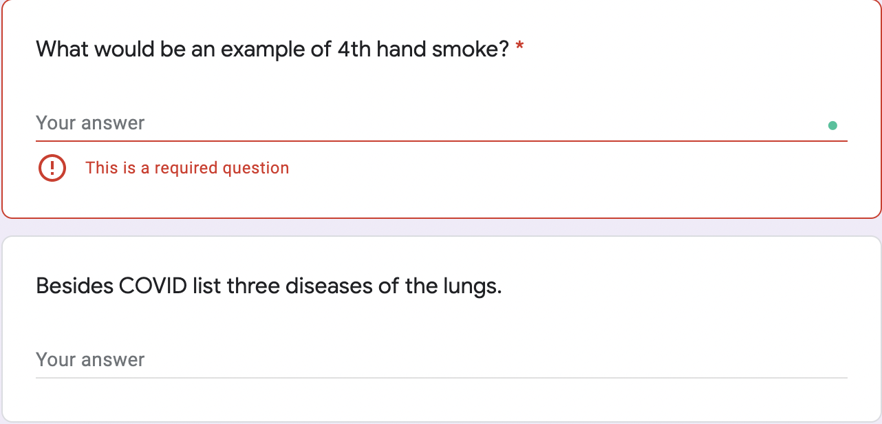 Solved What would be an example of 4th hand smoke? * Your | Chegg.com