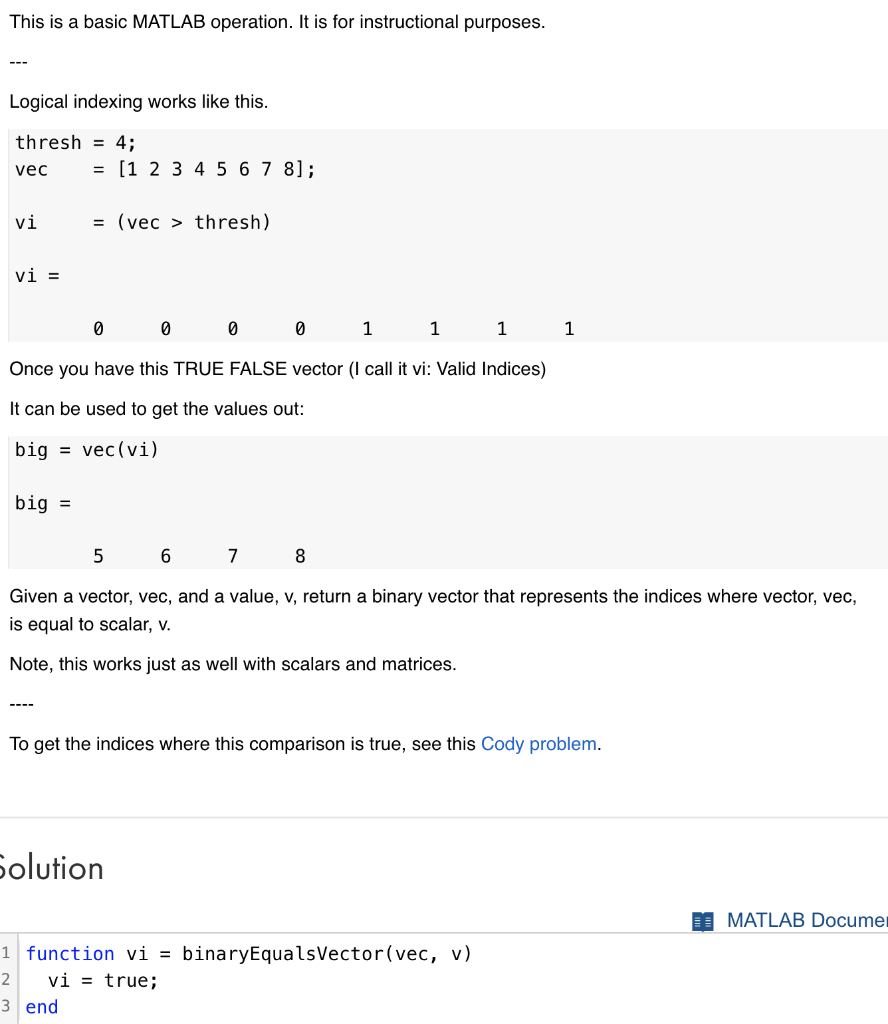Solved This Is A Basic Matlab Operation It Is For