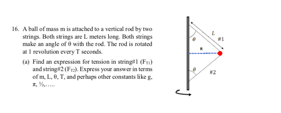 Solved 16. A ball of mass m is attached to a vertical rod by | Chegg.com