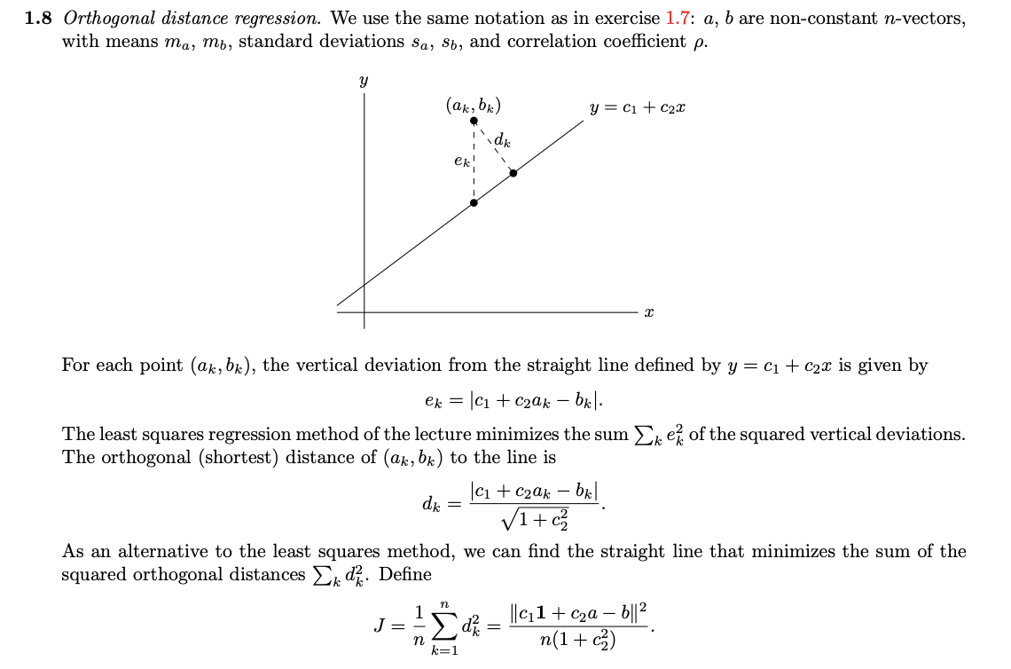 1.8 Orthogonal distance regression. We use the same | Chegg.com
