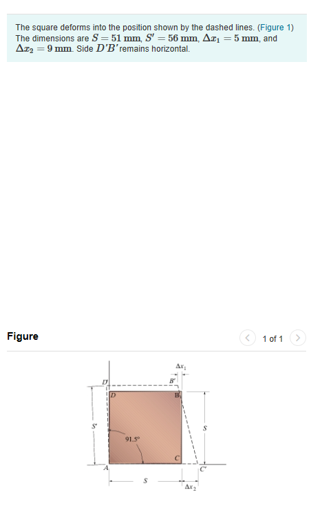 Solved The square deforms into the position shown by the | Chegg.com
