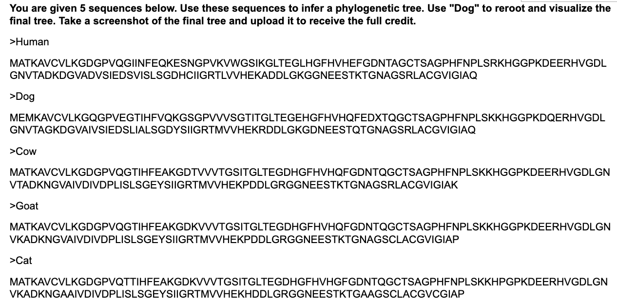 Solved You are given 5 ﻿sequences below. Use these sequences | Chegg.com