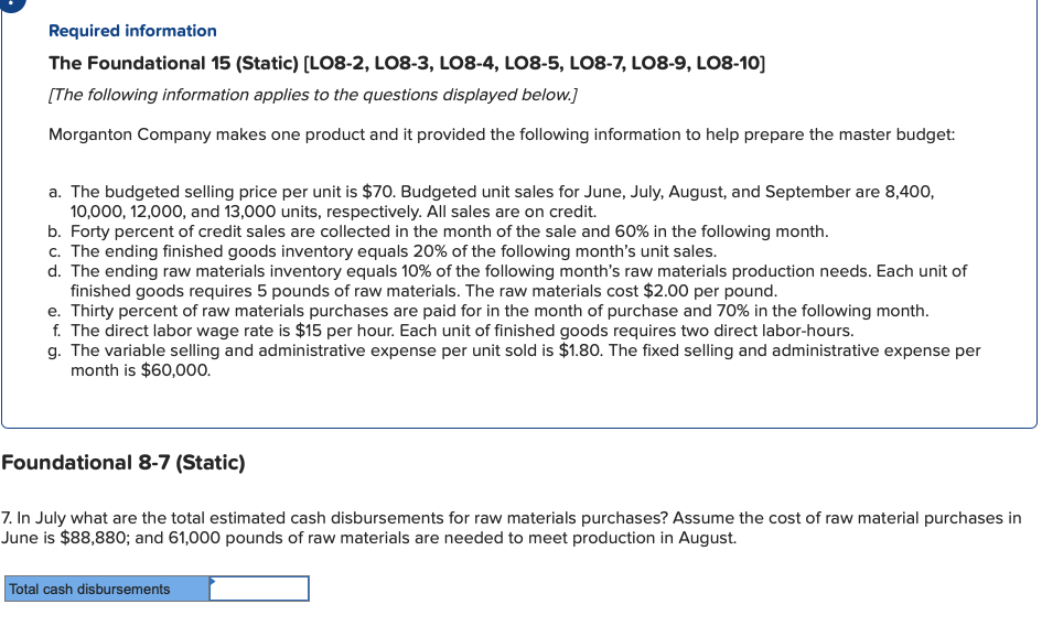 Solved Required information The Foundational 15 (Static) | Chegg.com