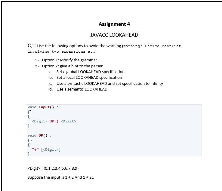 Solved Q1: Use the following options to avoid the warning | Chegg.com