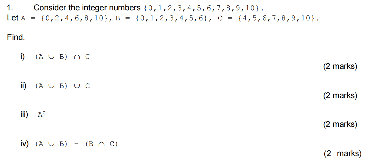 Solved 1. Consider the integer numbers | Chegg.com
