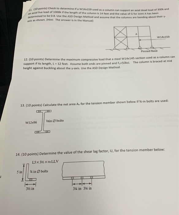 Solved (10 points) Check to determine if a W14x159 used as a | Chegg.com