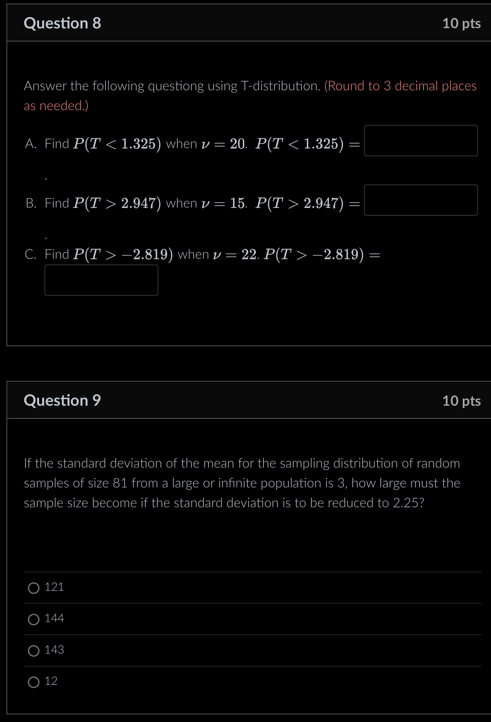 Solved Answer the following questiong using T-distribution. | Chegg.com