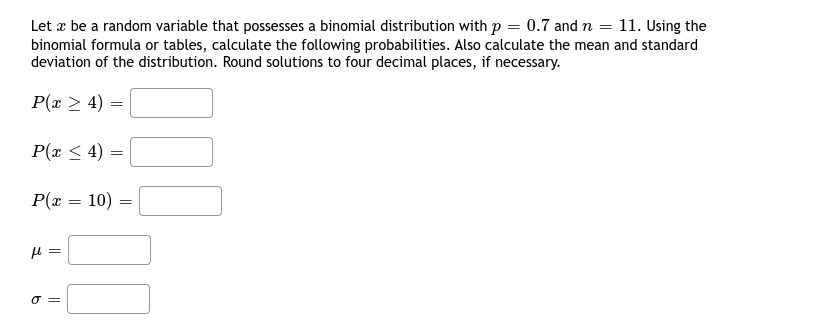 Solved Let x be a random variable that possesses a binomial | Chegg.com