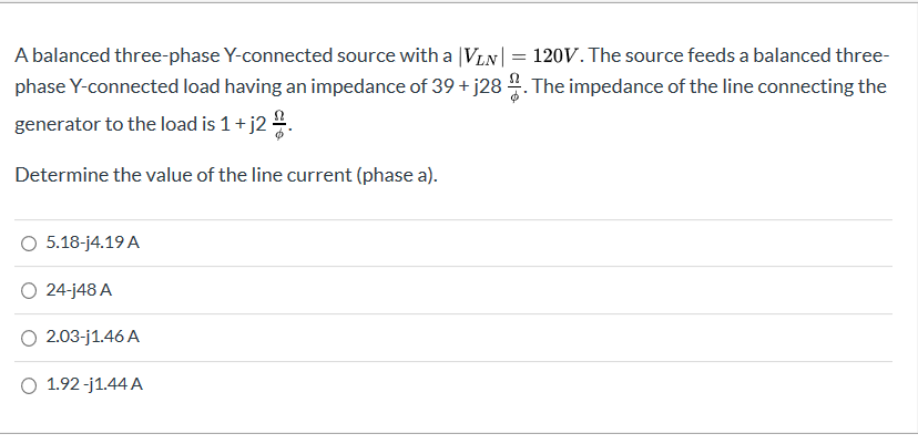 Solved A balanced three-phase Y-connected source with a Vin | Chegg.com