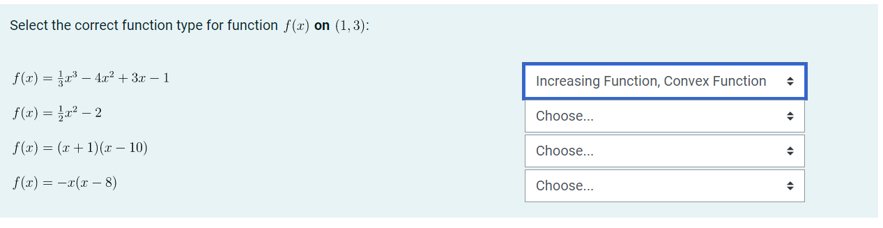 Solved Select the correct function type for function f(x) on | Chegg.com