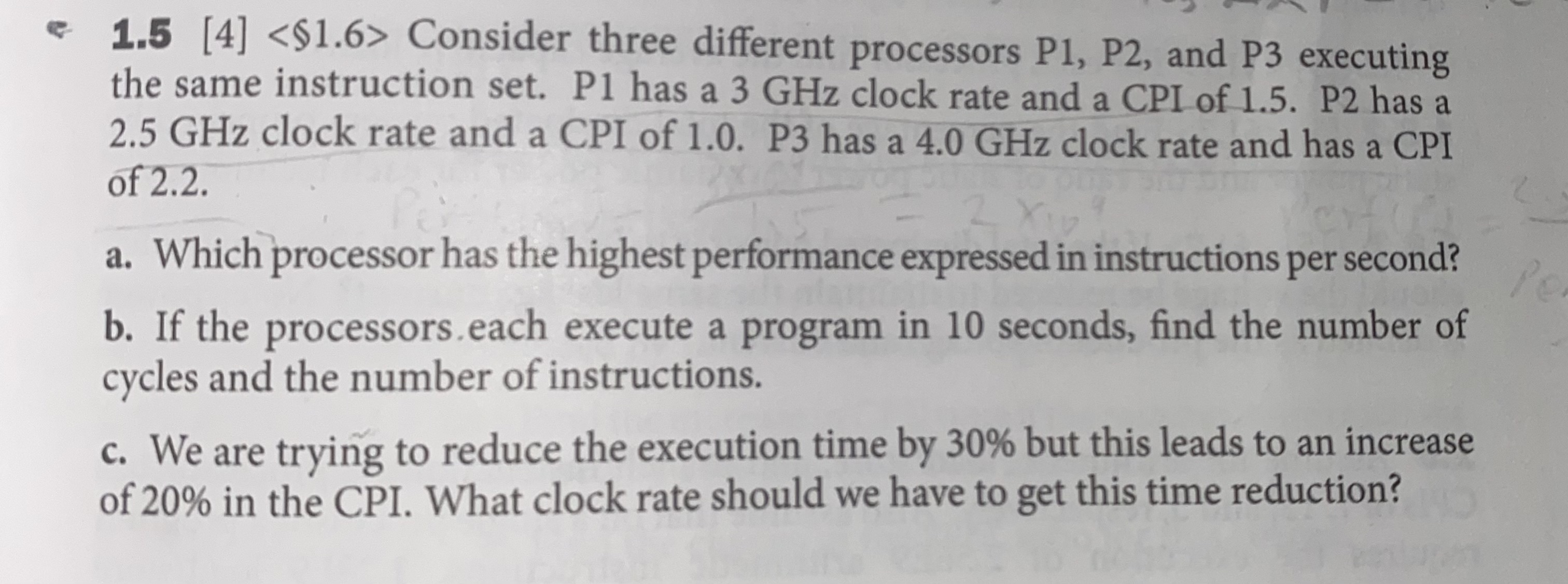 Solved 1.5[4] Consider three different processors | Chegg.com