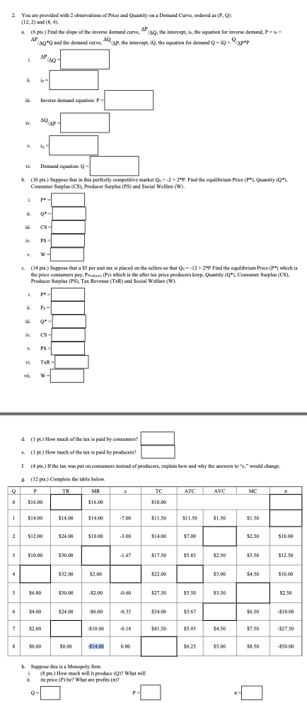 Solved You are provided with 2 ﻿observations of Price and | Chegg.com