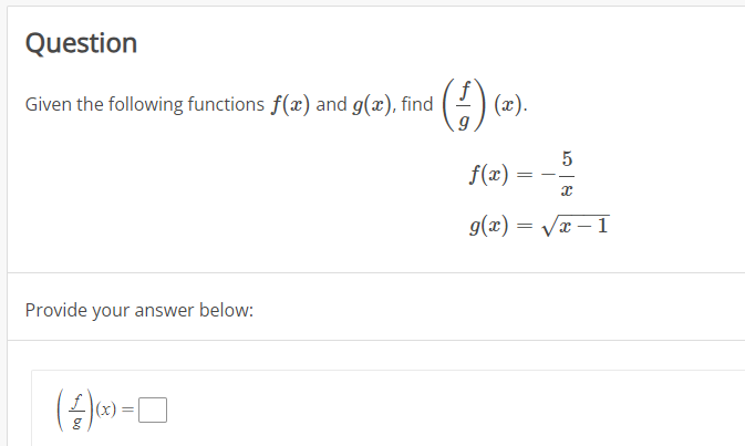 Solved Given the following functions f(x) and g(x), find | Chegg.com