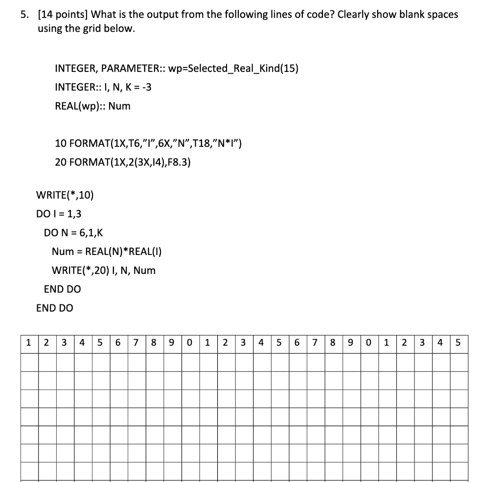 5. [14 points] What is the output from the following | Chegg.com