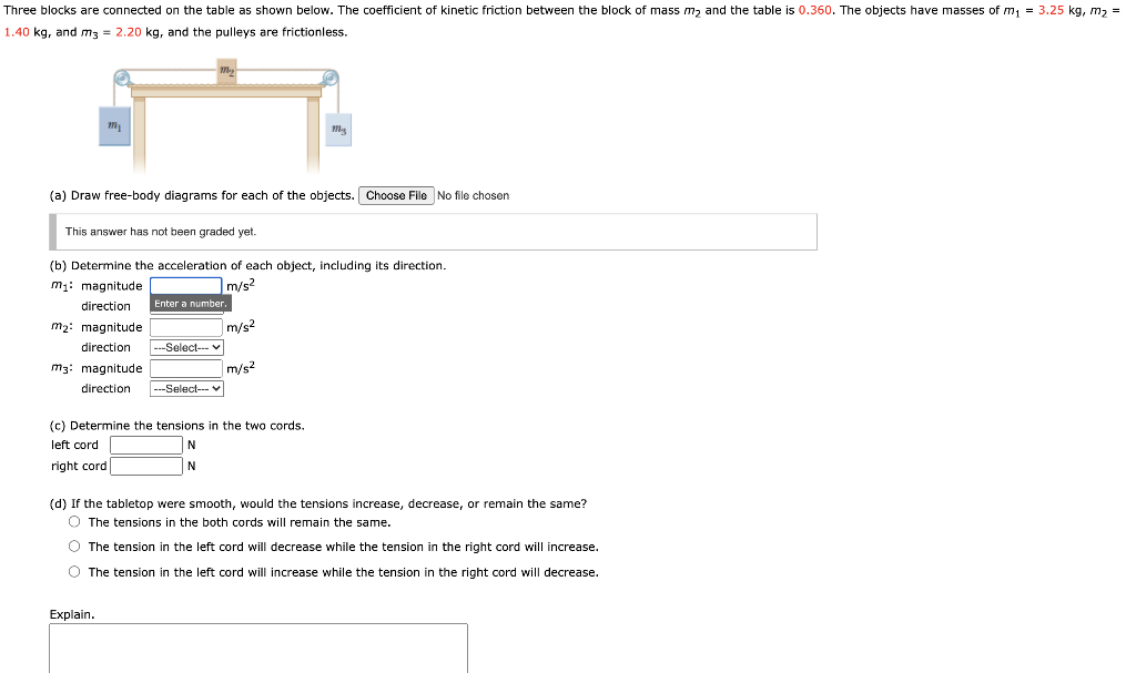 Solved Three blocks are connected on the table as shown | Chegg.com