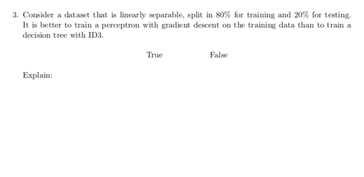 Solved 3. Consider a dataset that is linearly separable, | Chegg.com