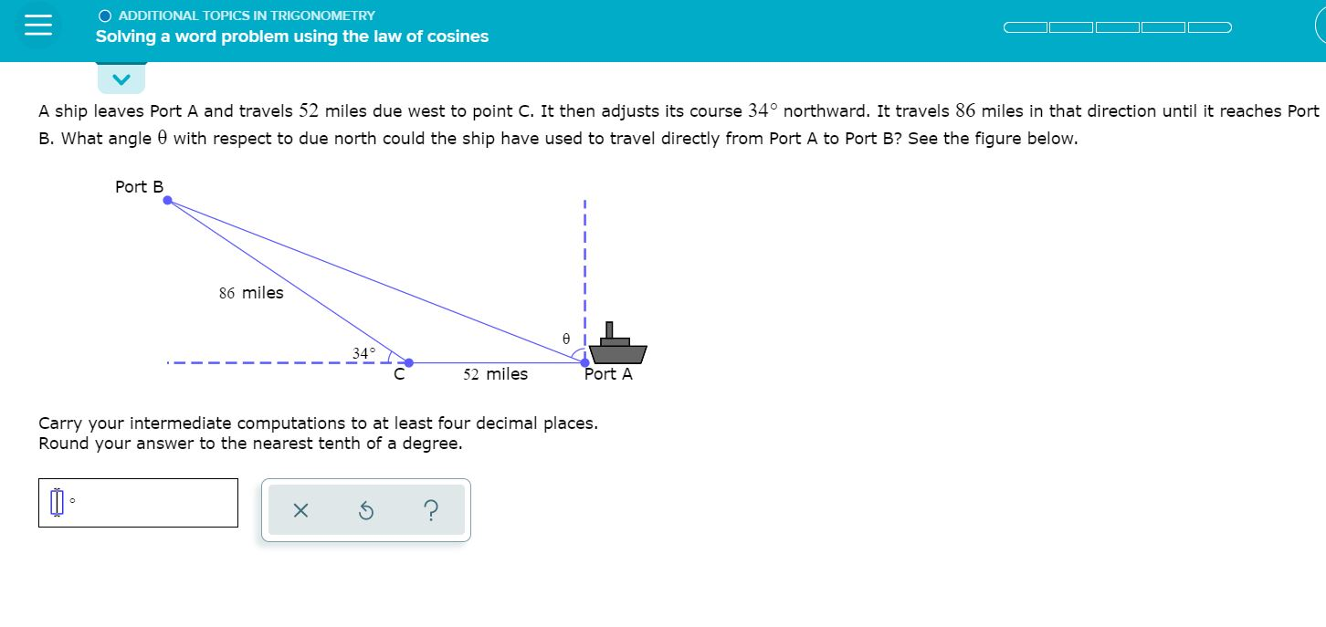 Solved O ADDITIONAL TOPICS IN TRIGONOMETRY Solving a word | Chegg.com