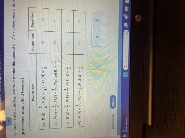 Solved For each set of probabilities, determine whether the | Chegg.com