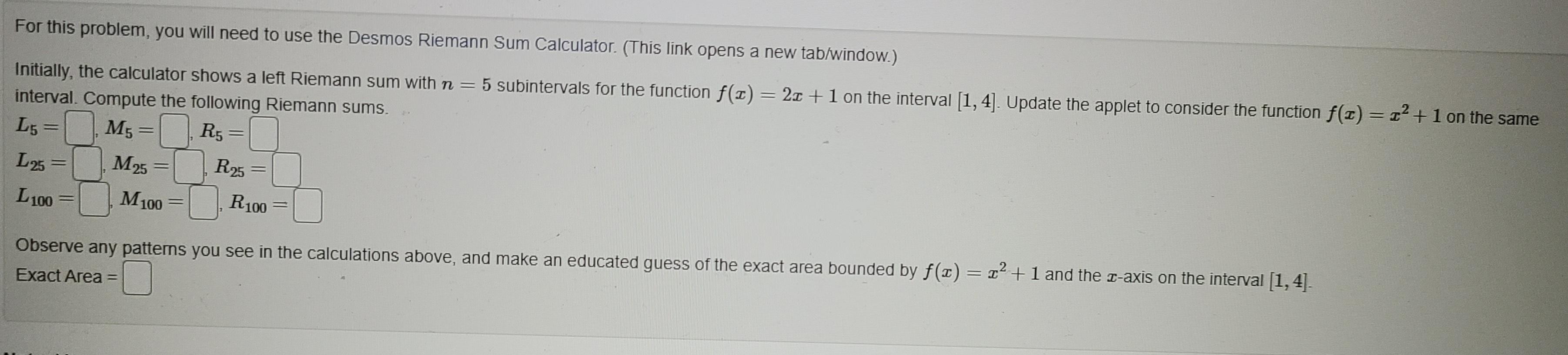 Solved For this problem, you will need to use the Desmos | Chegg.com