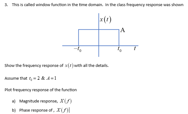 Solved 3. This is called window function in the time domain. | Chegg.com