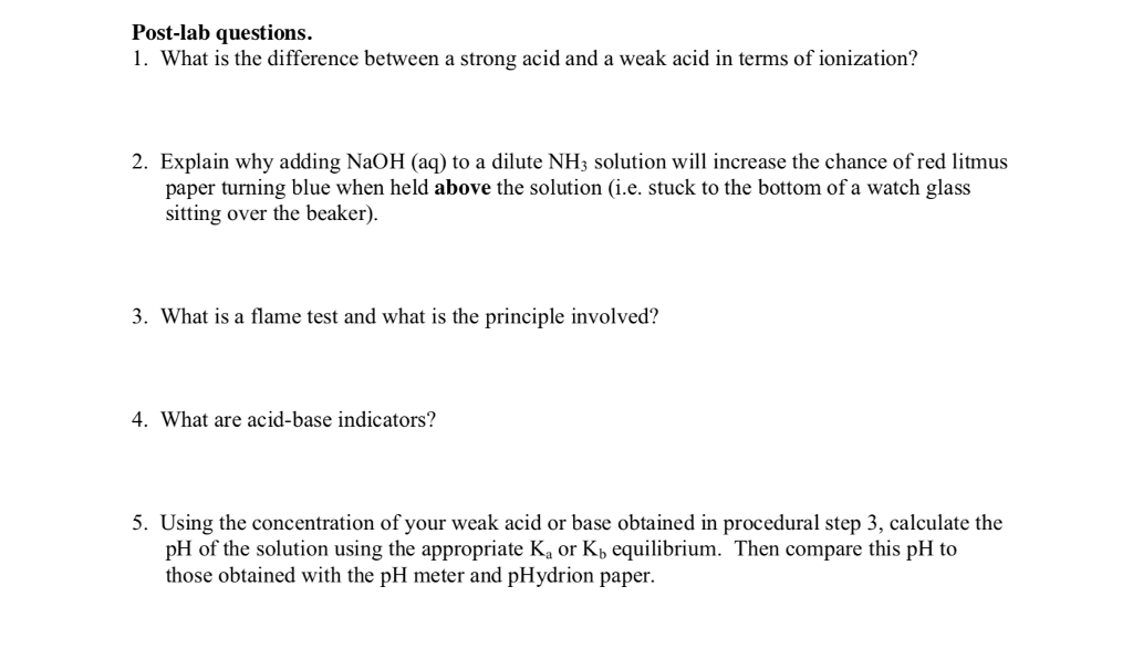 Solved Post-lab questions. 1. What is the difference between | Chegg.com